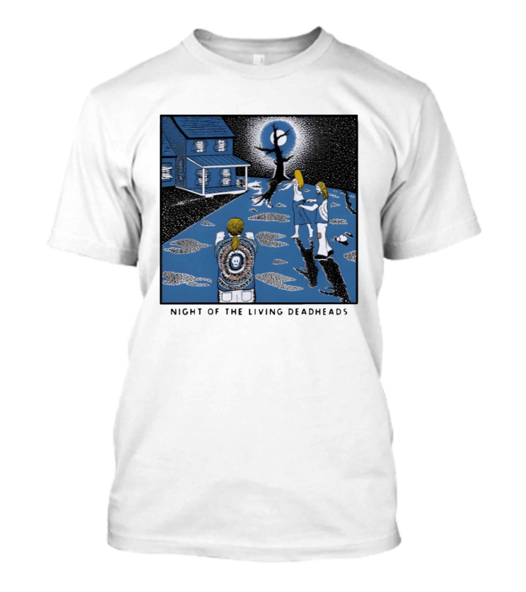 Ken Brown 90s Night Of The Living Deadheads House With Skull And Dancing Figures T-Shirt