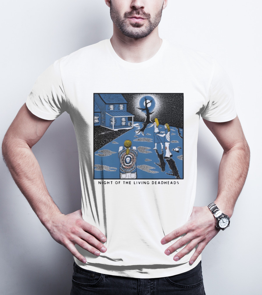 Ken Brown 90s Night Of The Living Deadheads House With Skull And Dancing Figures T-Shirt
