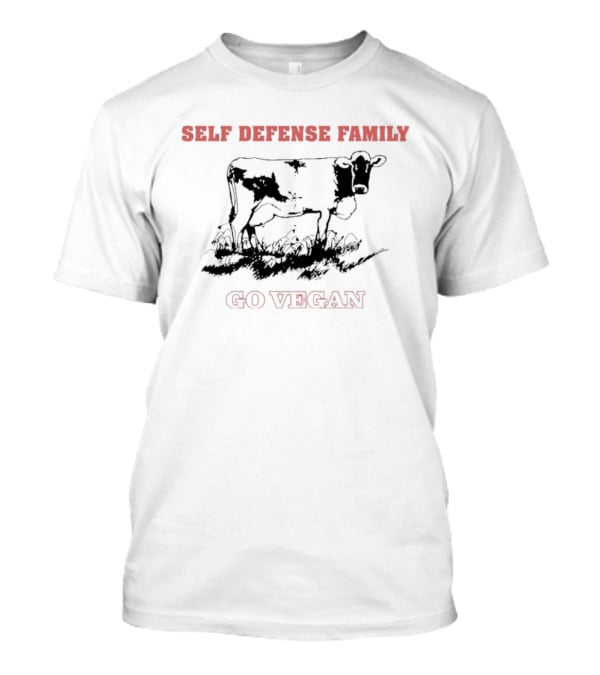 Self Defense Family Go Vegan Cow Farm Animal Activist T-Shirt
