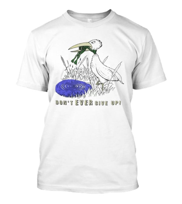 Frog Vs Bird Struggle Never Give Up Inspiring Cartoon Scene T-Shirt