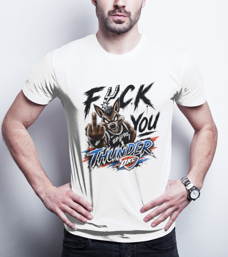 Spurs Vs Thunder F*** You Thunder OKC Rivalry Mascot Gesture T-Shirt