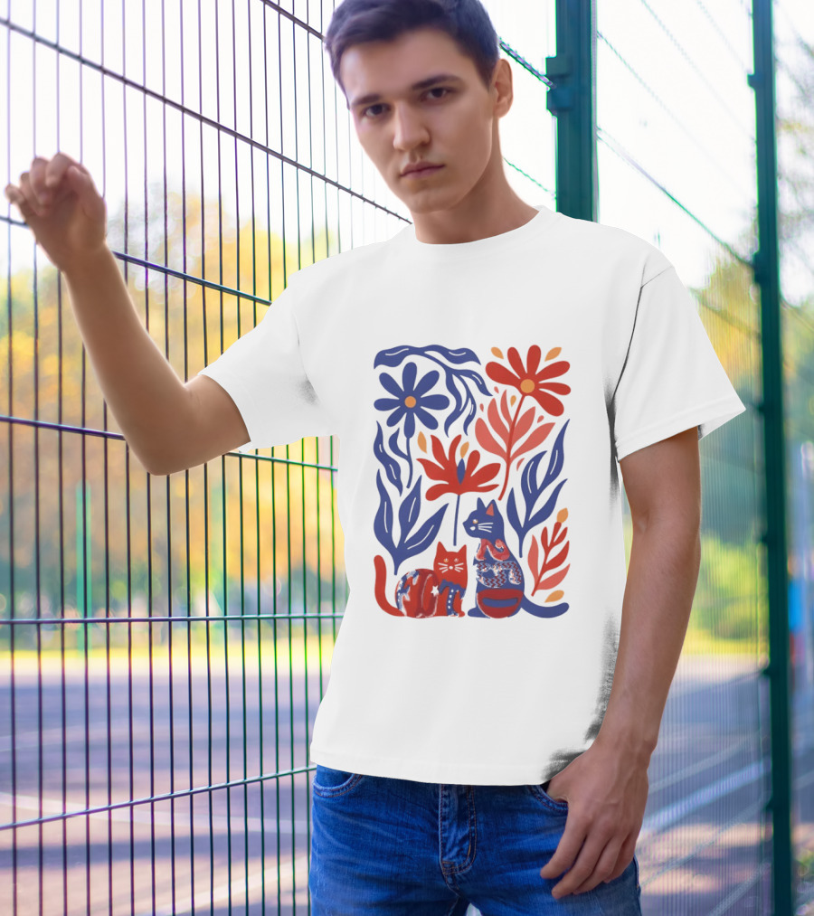 Subtle F Trump Cat Lover USA 250th Still Resisting Floral Cats T-Shirt