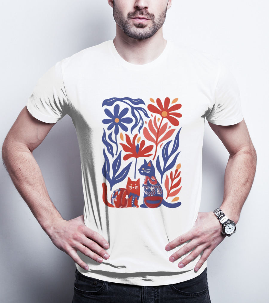 Subtle F Trump Cat Lover USA 250th Still Resisting Floral Cats T-Shirt
