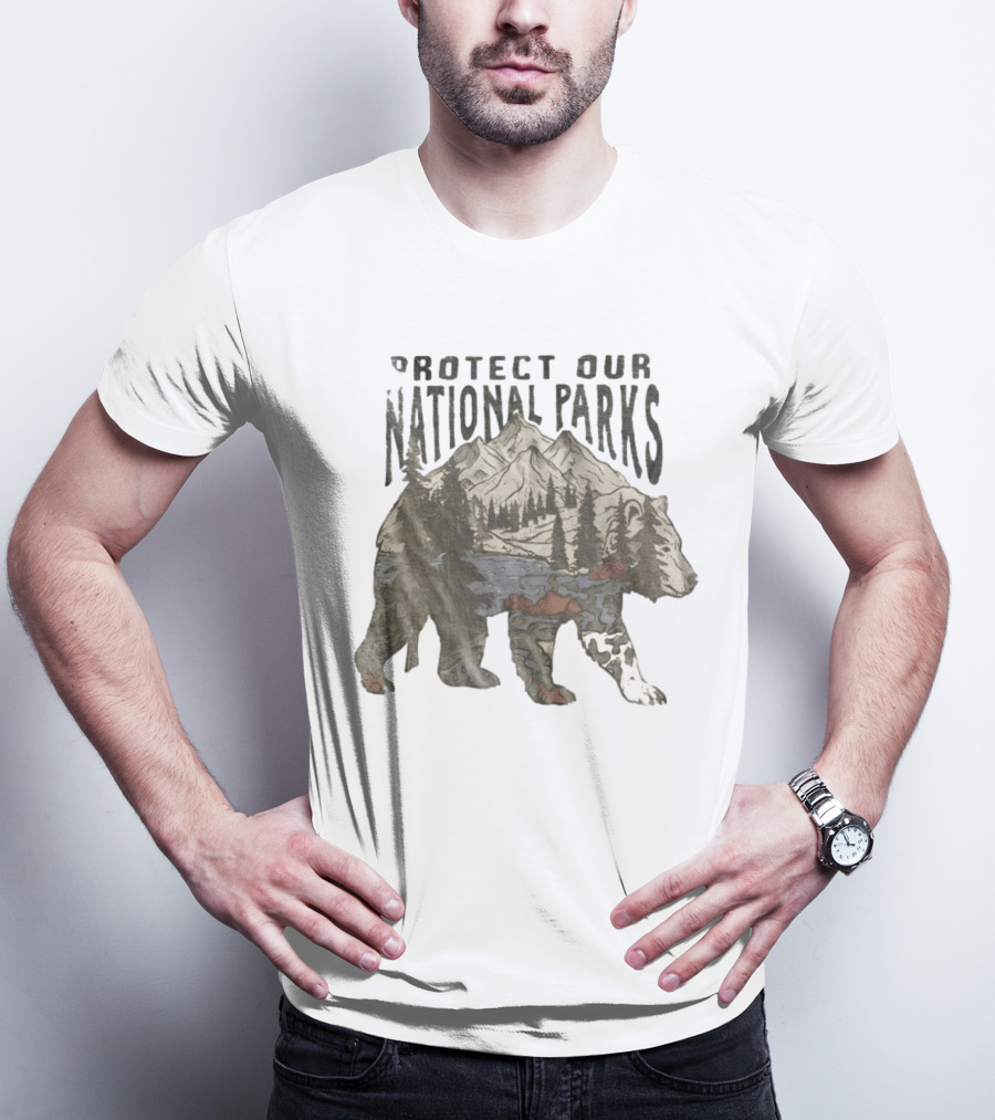 Protect Our National Parks Bear Forest Mountain Scene T-Shirt