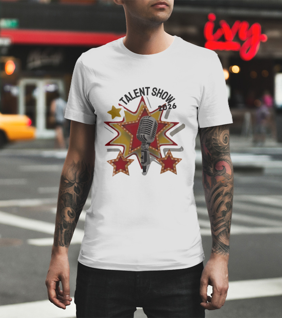 Talent Show 2026 Star Performer Mic And Stars T-Shirt