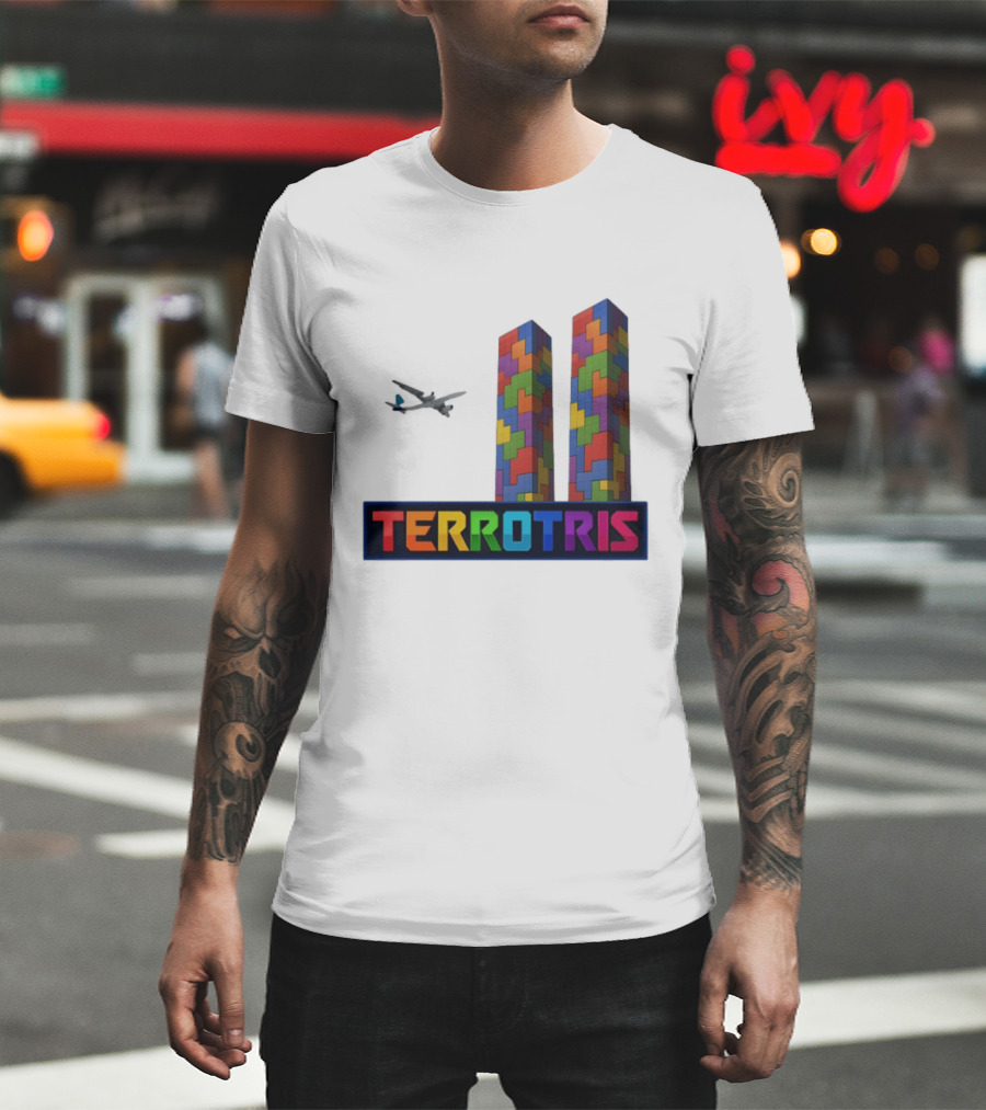 Terrortris Tetris Block Towers With Plane T-Shirt