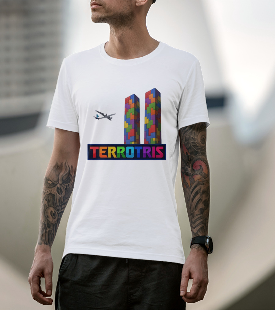 Terrortris Tetris Block Towers With Plane T-Shirt