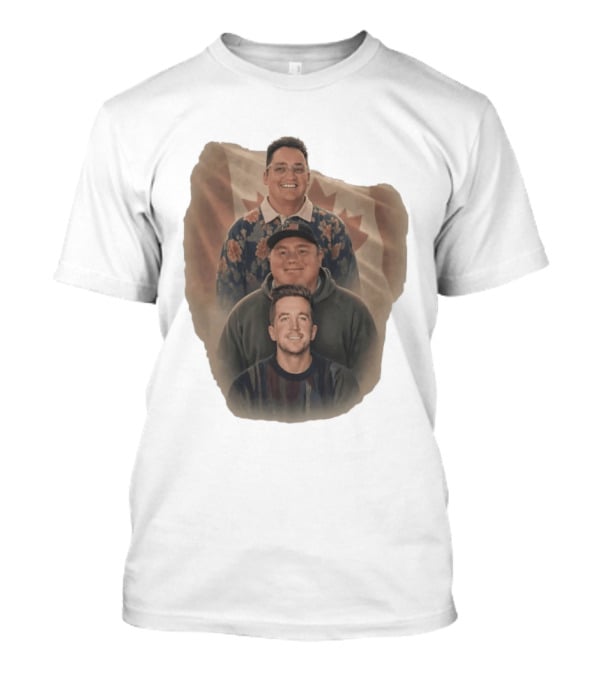 Three Smiling Men David Moss Devin Olsen Canadian Pride Flag T-Shirt
