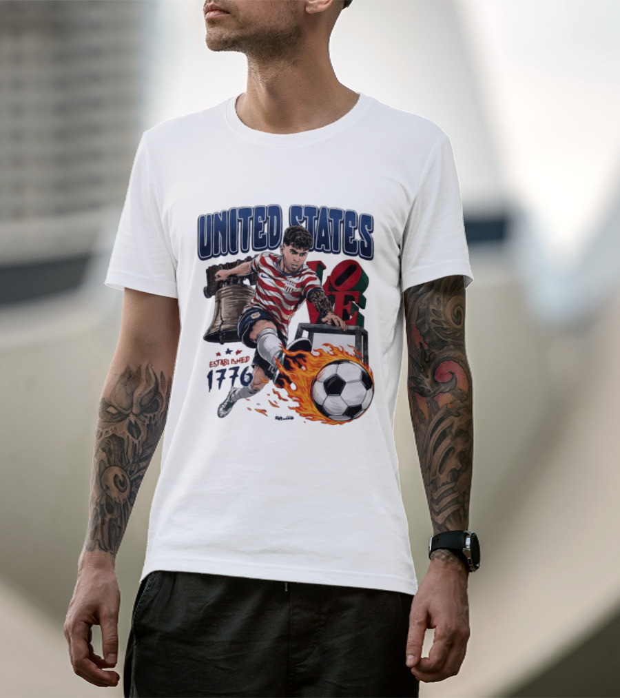 United States Love Park Philadelphia Soccer Player Liberty Bell 1776 T-Shirt