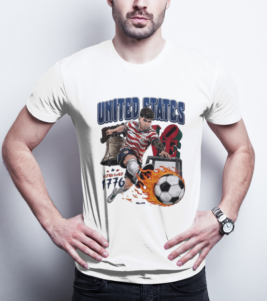 United States Love Park Philadelphia Soccer Player Liberty Bell 1776 T-Shirt