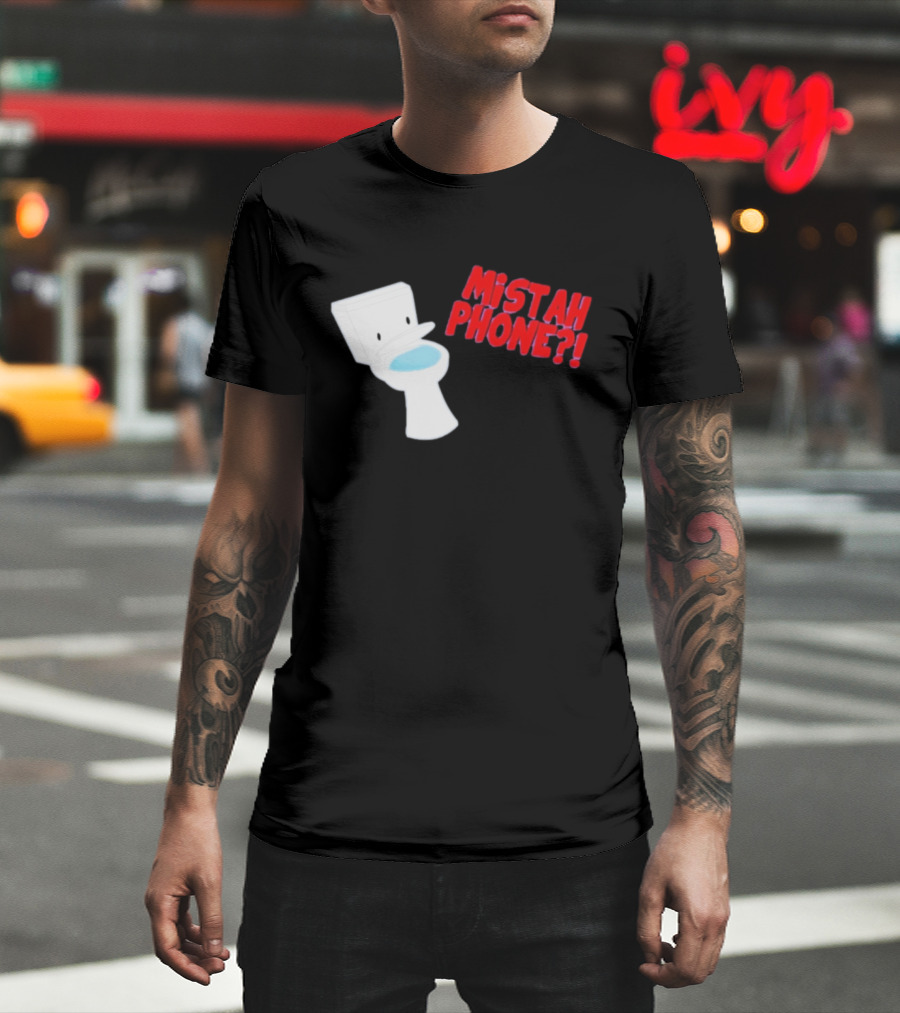 Mistah Phone Toilet Pun Illustration Humor T-Shirt
