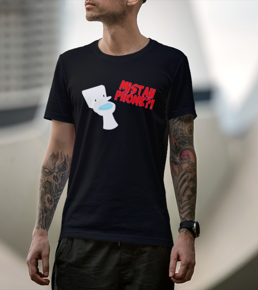 Mistah Phone Toilet Pun Illustration Humor T-Shirt