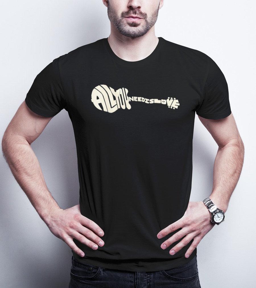 All You Need Is Love Peace And Music Guitar T-Shirt