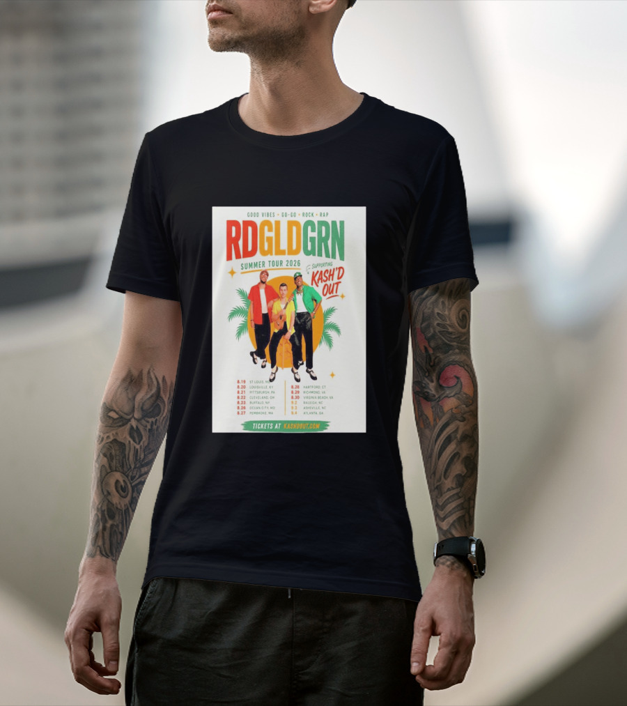 RDGLDGRN Summer Tour 2026 Good Vibes Go Go Rock Rap Supporting Kash'd Out T-Shirt