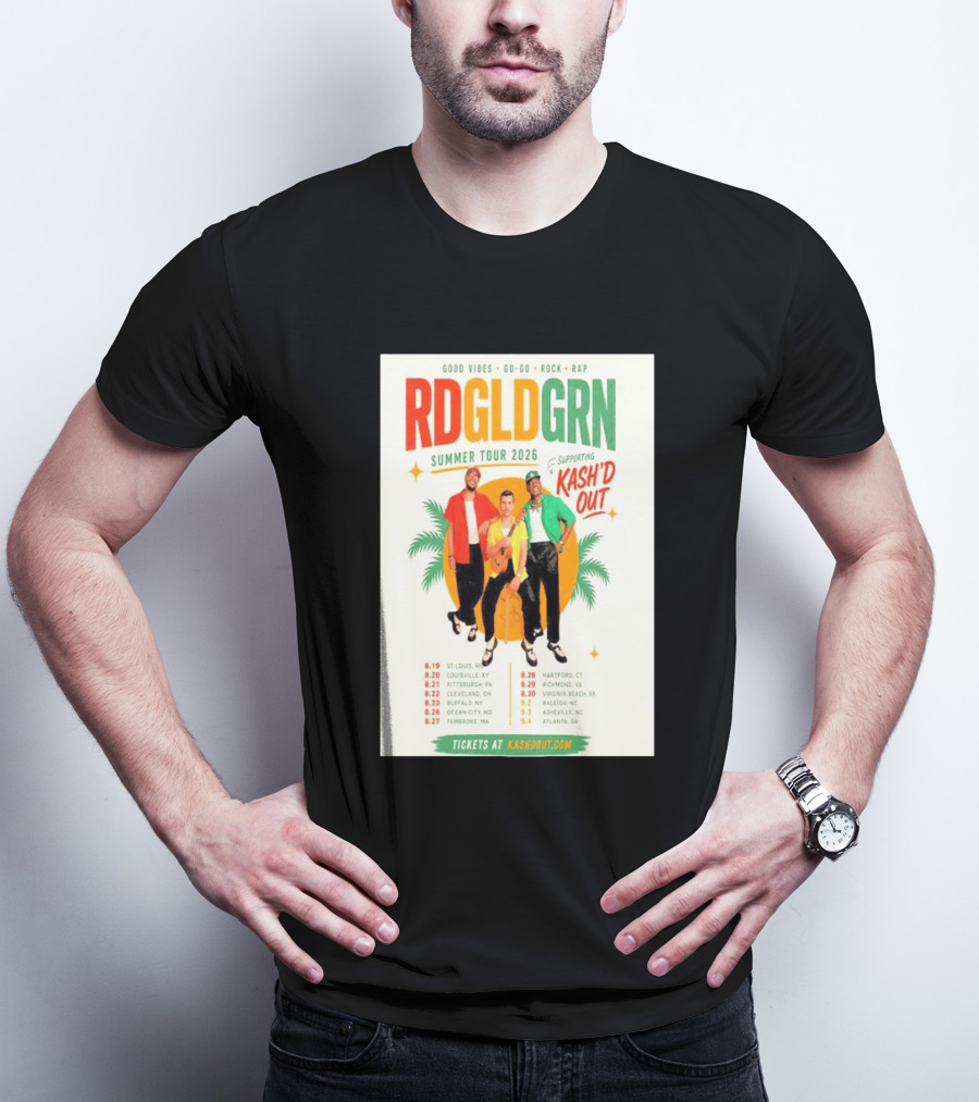RDGLDGRN Summer Tour 2026 Good Vibes Go Go Rock Rap Supporting Kash'd Out T-Shirt