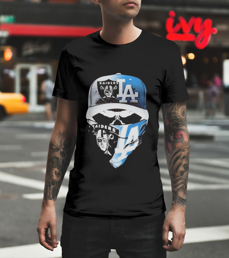 Las Vegas Raiders Los Angeles Dodgers Split Raiders LA T-Shirt