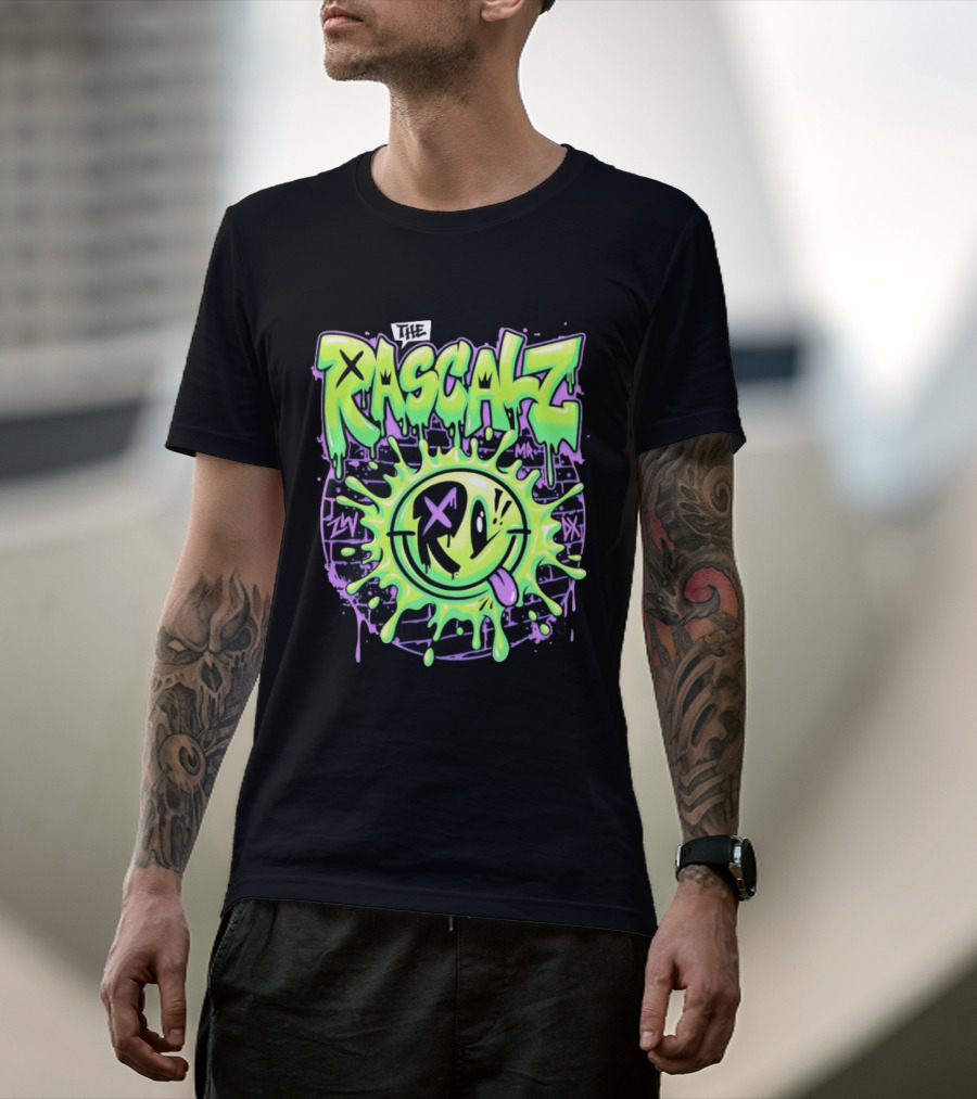 The Rascalz AEW Slime Smiley Graffiti T-Shirt