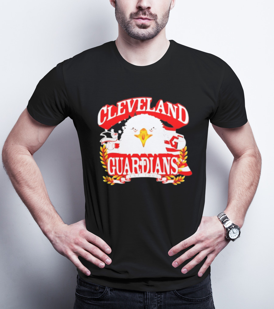 Cleveland Guardians Bald Eagle American Flag Baseball Est 1901 T-Shirt