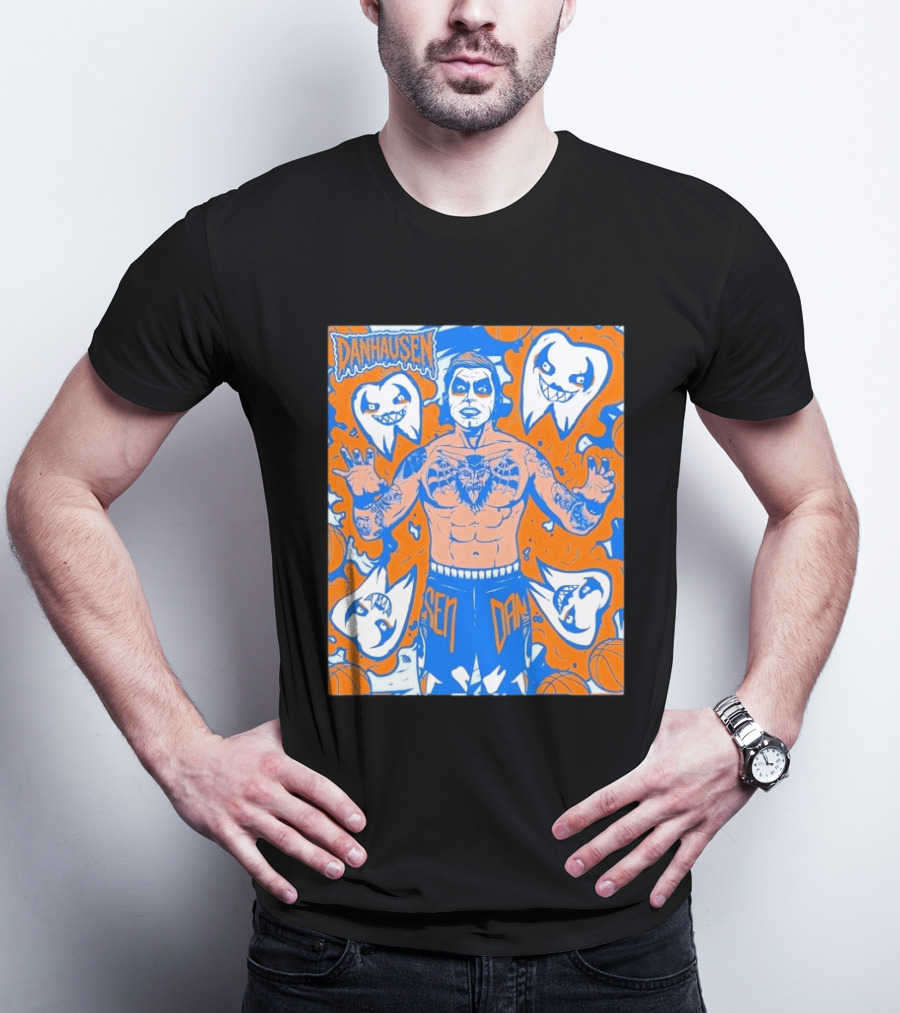 New York Knicks Danhausen Collaboration Uncursed Cartoon T-Shirt