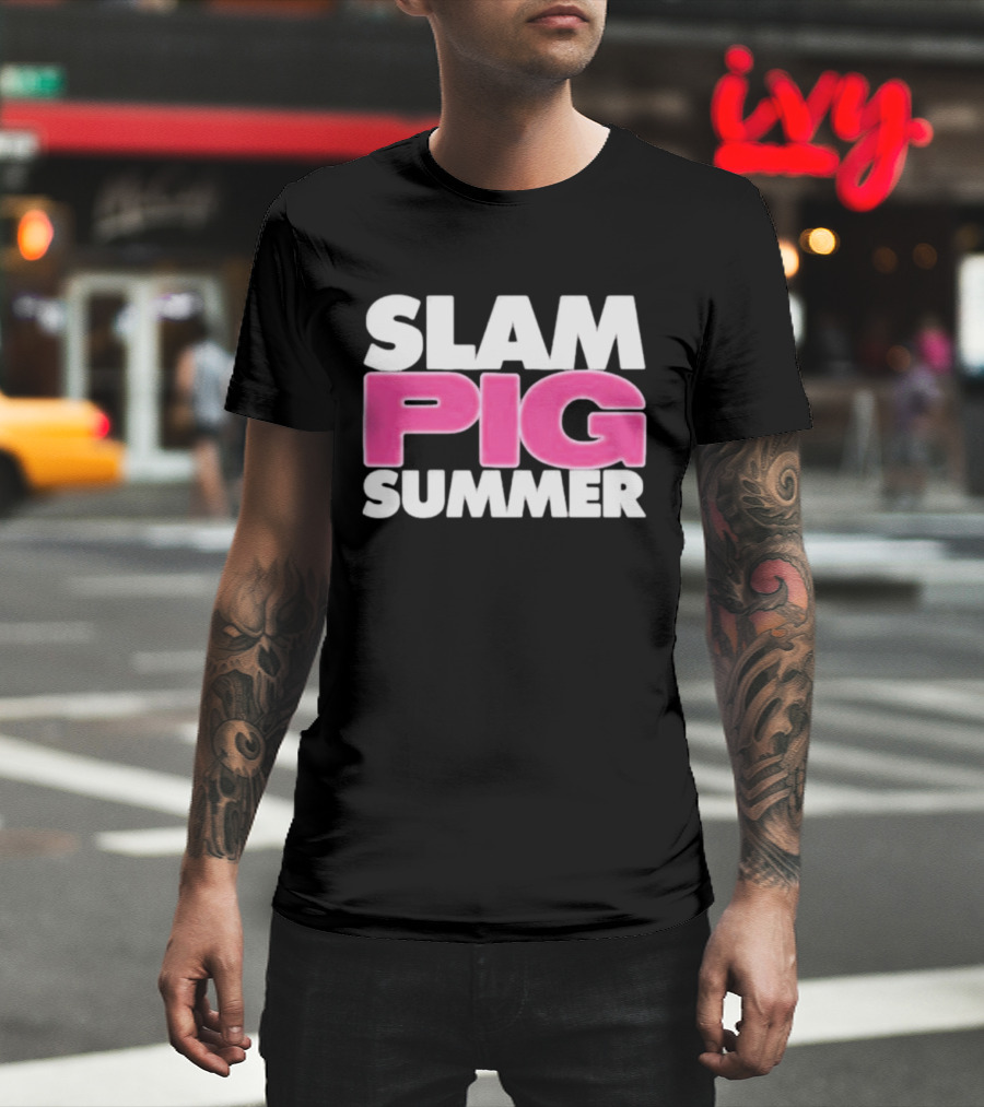 Slam Pig Summer Bold Pink Text Trend T-Shirt
