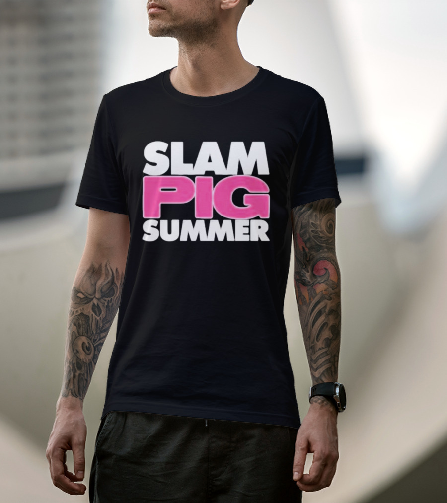 Slam Pig Summer Bold Pink Text Trend T-Shirt