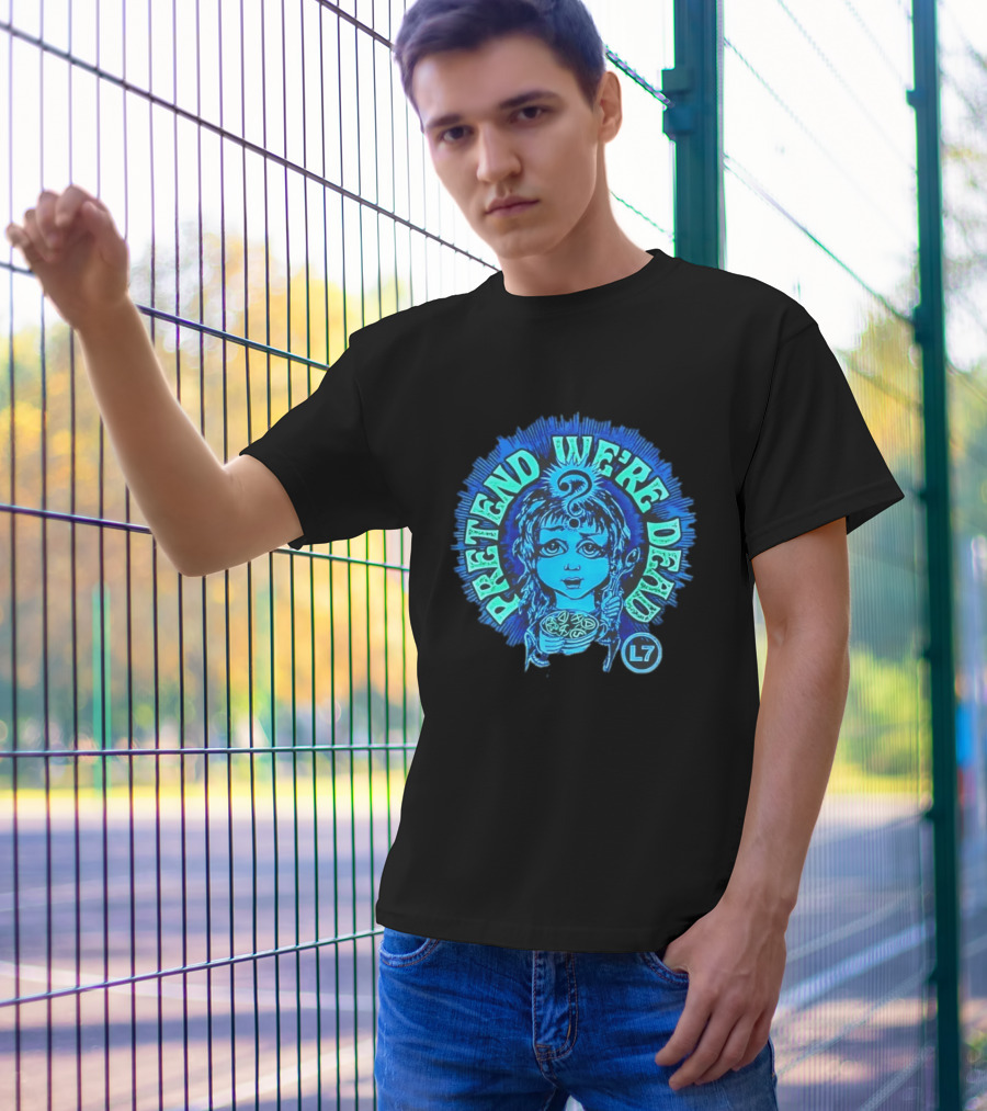 L7 Pretend We're Dead Blue Comic T-Shirt