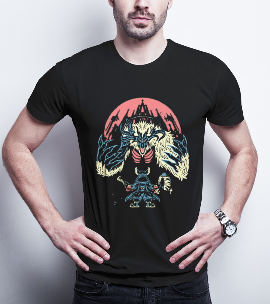 Bloodborne Hunter Confronts Cleric Beast Let The Hunt Begin T-Shirt