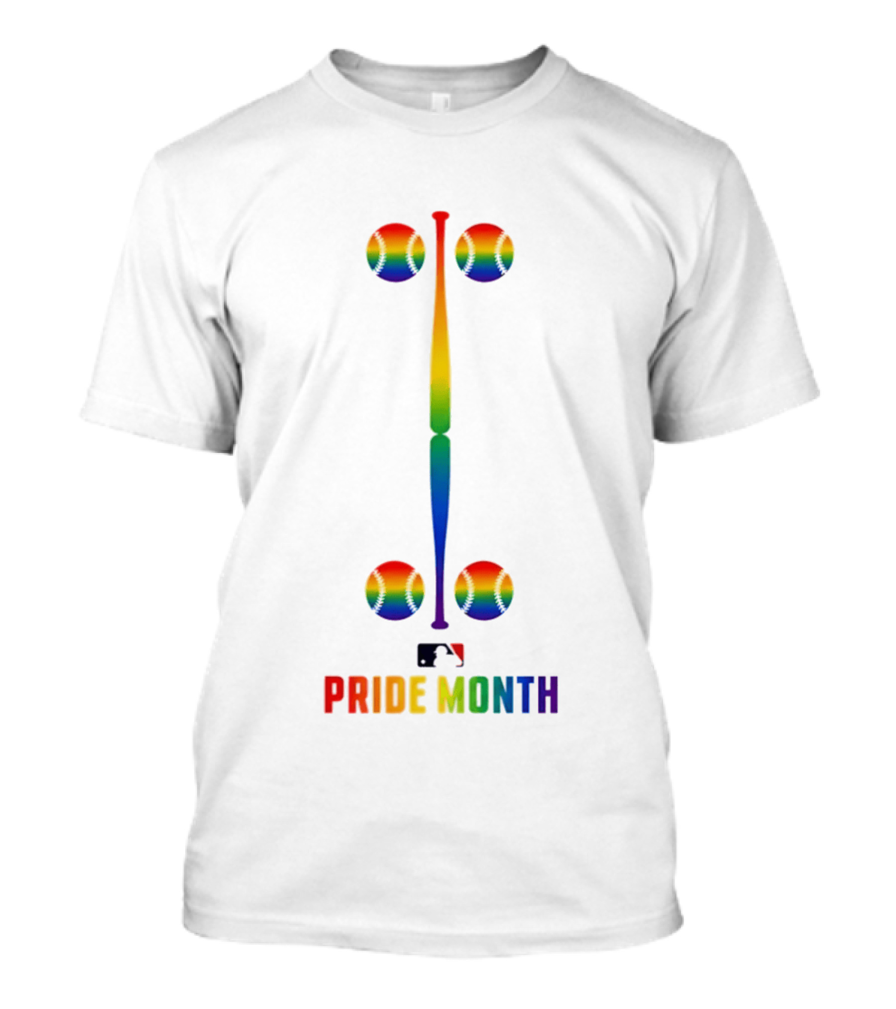2026 MLB Pride Month Rainbow Baseball Bat And Balls T-Shirt