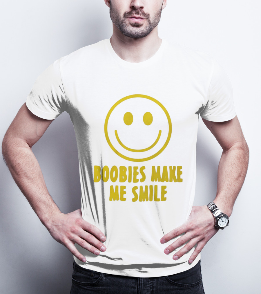 Boobies Make Me Smile Yellow Smiley Face T-Shirt