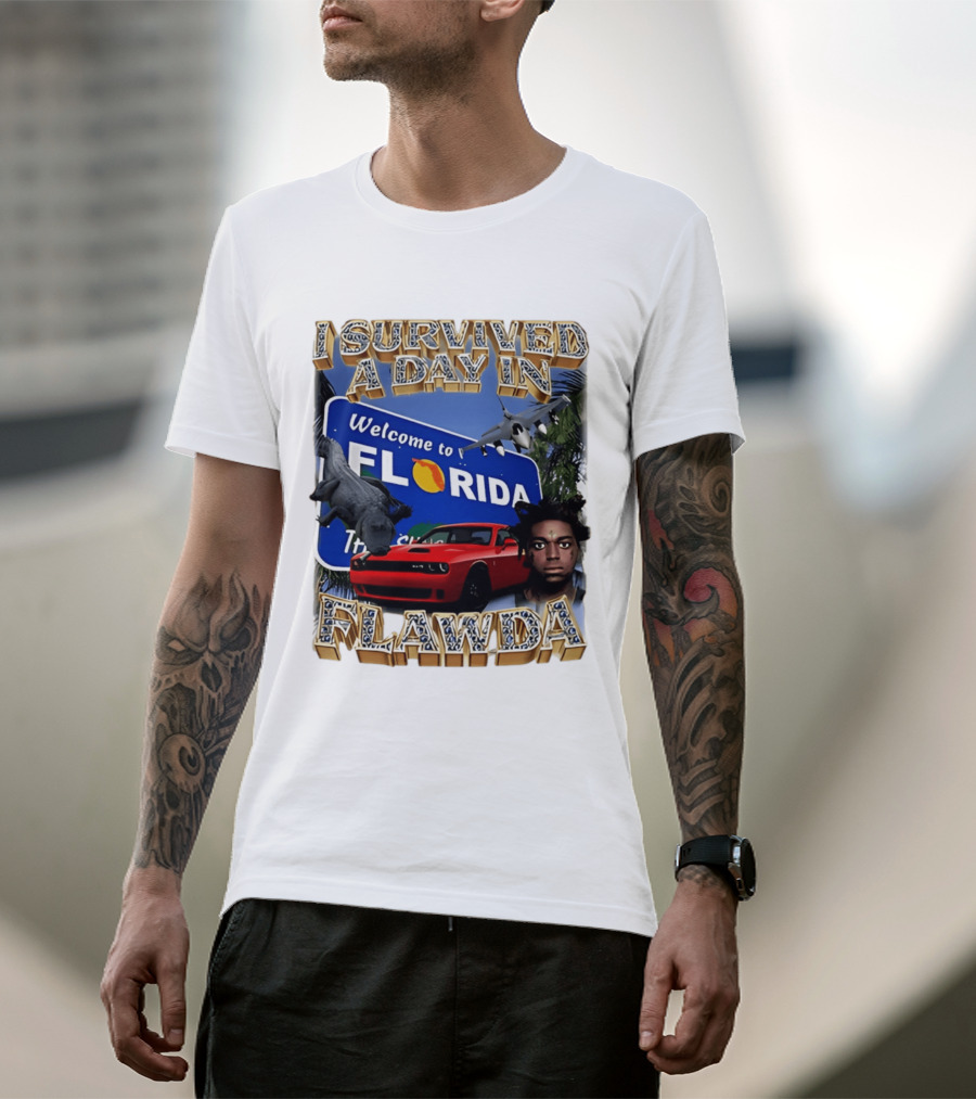 I Survived A Day In Flawda Welcome To Florida Dodge Jet Manatee Adventure T-Shirt
