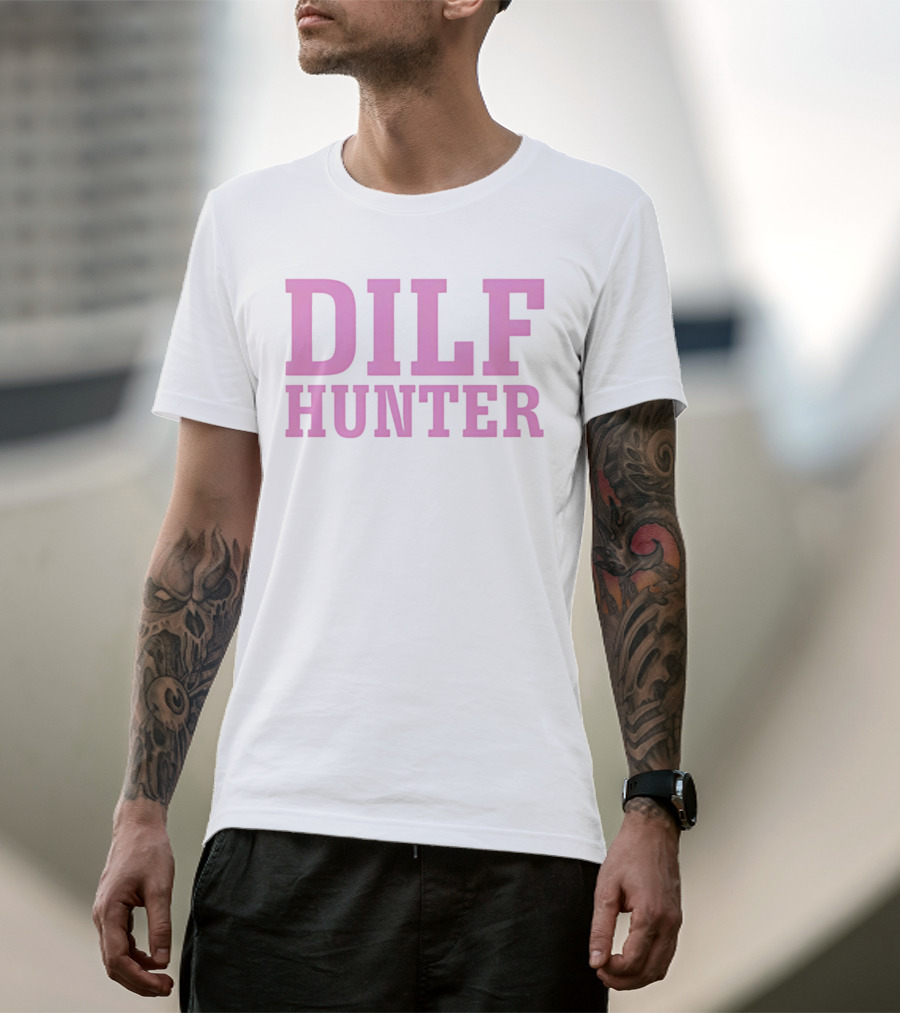 DILF Hunter Pink Bold Retro Fun T-Shirt