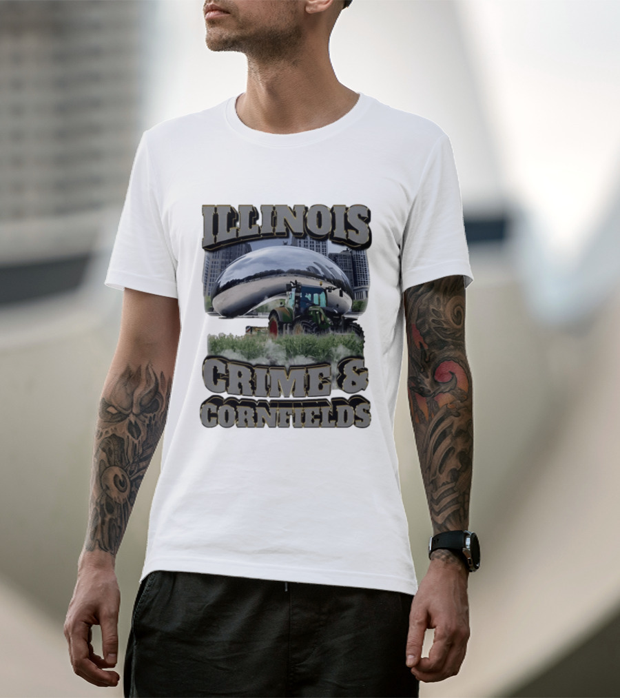 Illinois Crime & Cornfields Cloud Gate Tractor Scenery T-Shirt