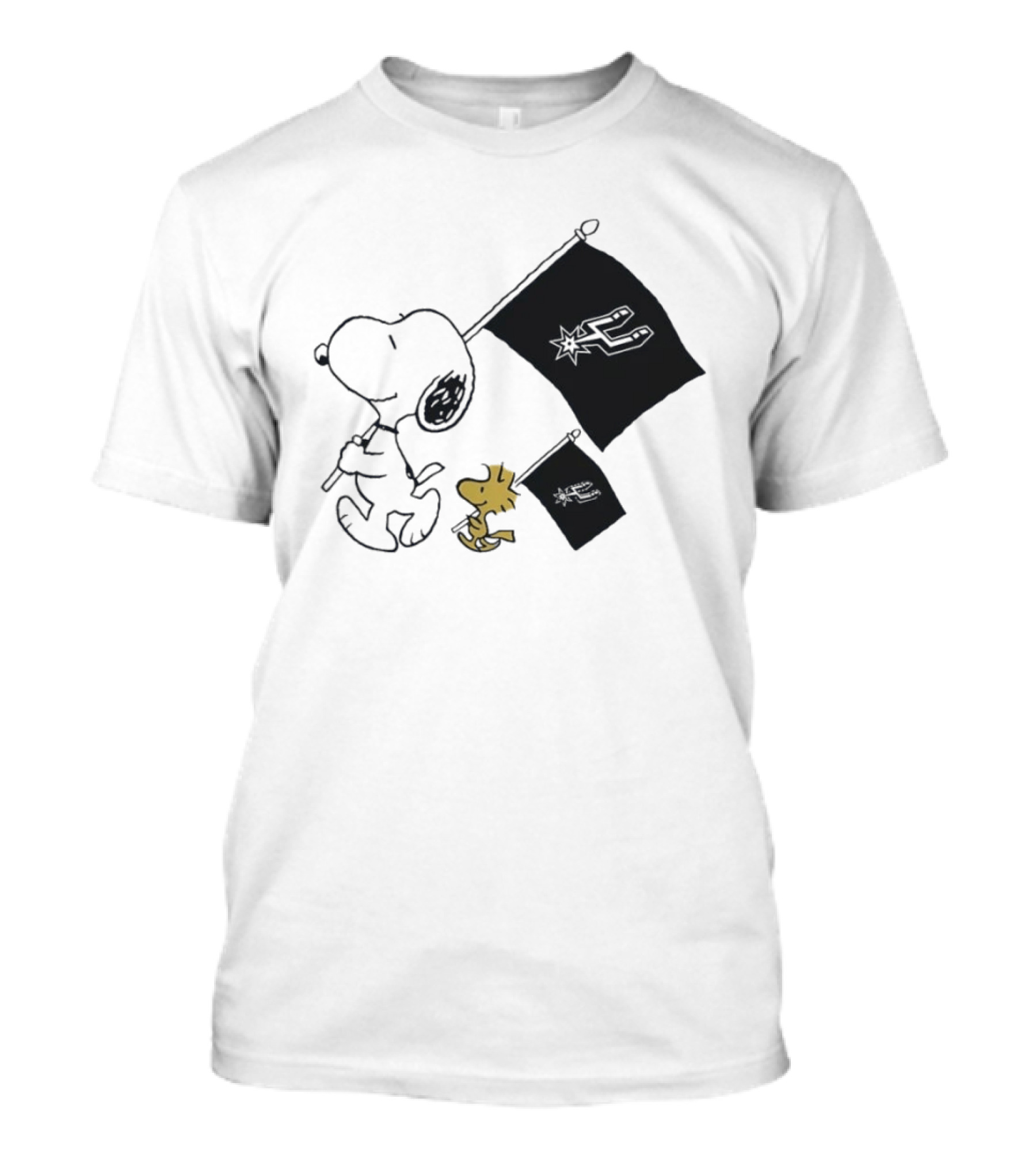 Snoopy Woodstock San Antonio Spurs Flags Peanuts NBA Fan T-Shirt