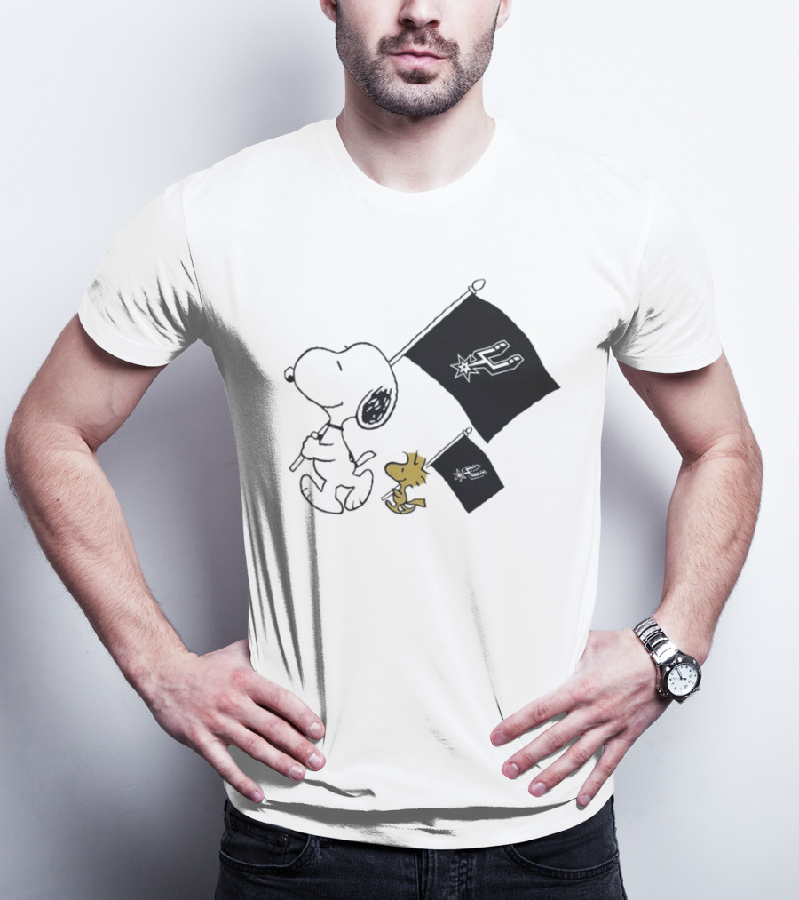Snoopy Woodstock San Antonio Spurs Flags Peanuts NBA Fan T-Shirt