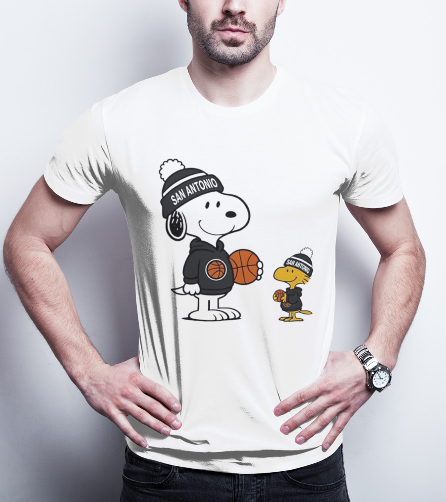 Snoopy And Woodstock Basketball Fans San Antonio Beanies T-Shirt