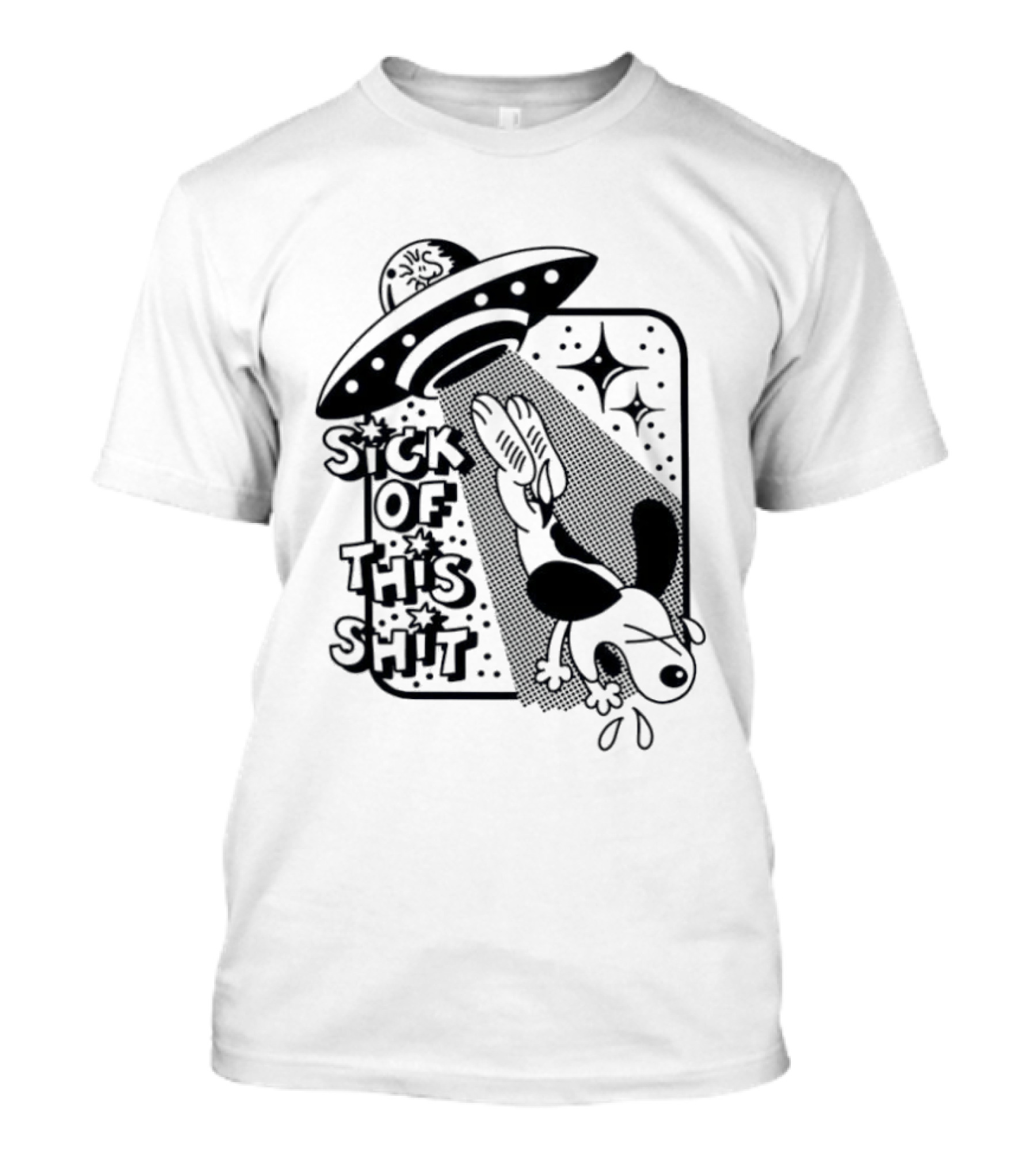 Snoopy Gets Abducted Sick Of This Shit UFO T-Shirt