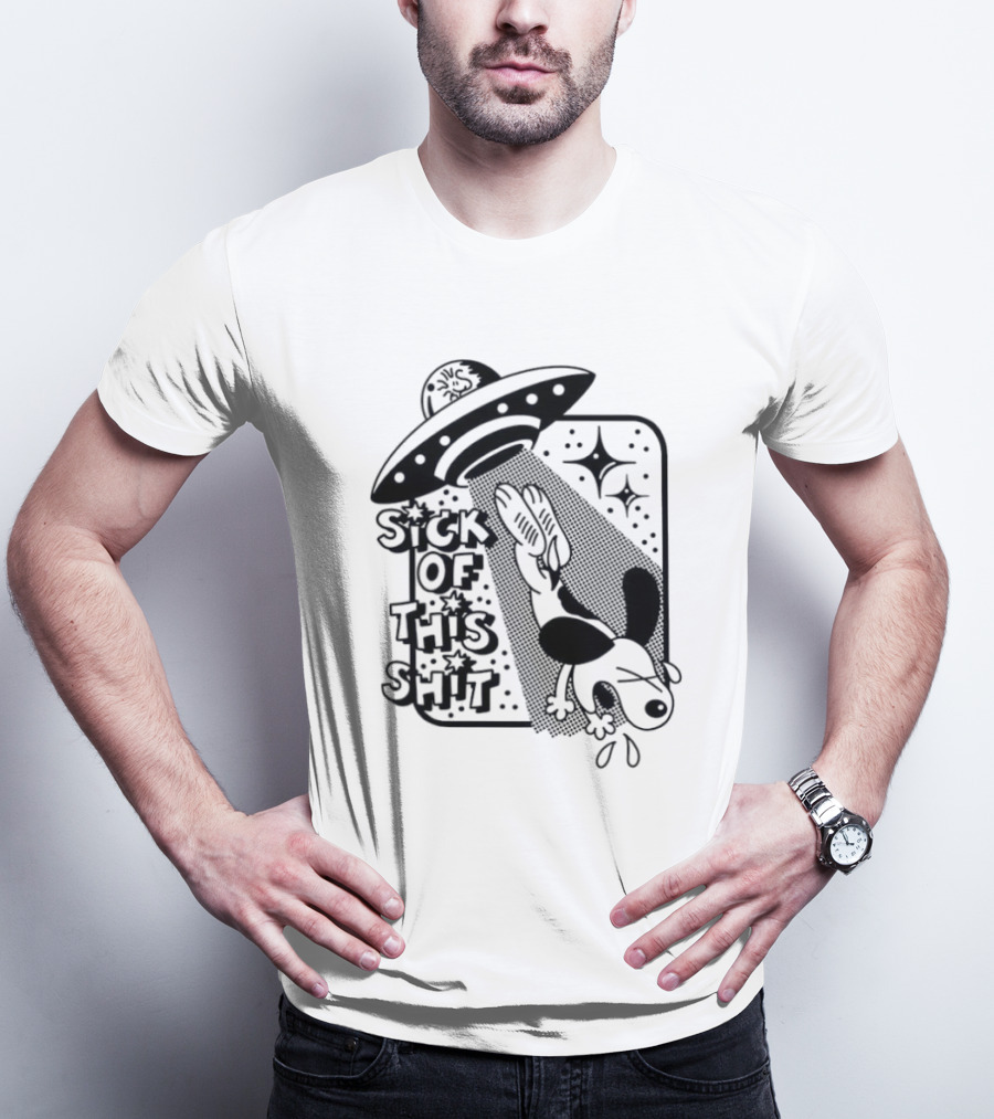 Snoopy Gets Abducted Sick Of This Shit UFO T-Shirt