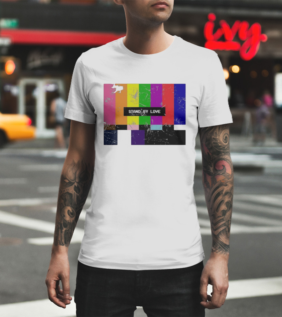 Stand By Love Retro TV Rainbow Pride Multicolor Lines T-Shirt