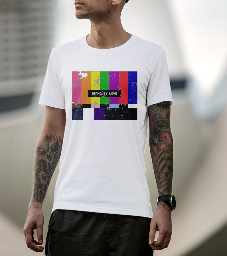 Stand By Love Retro TV Rainbow Pride Multicolor Lines T-Shirt