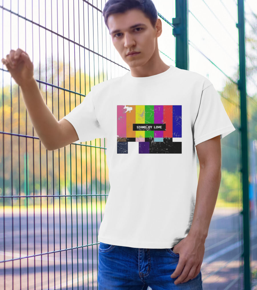 Stand By Love Retro TV Rainbow Pride Multicolor Lines T-Shirt
