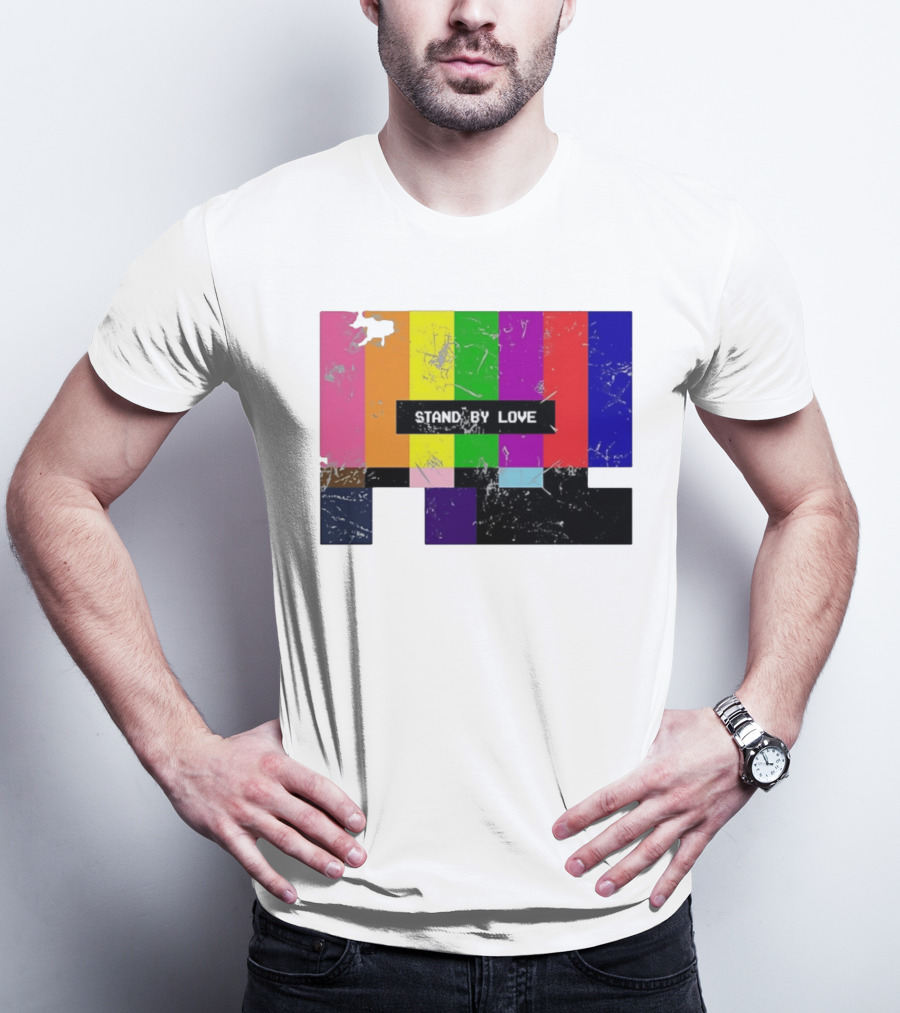Stand By Love Retro TV Rainbow Pride Multicolor Lines T-Shirt