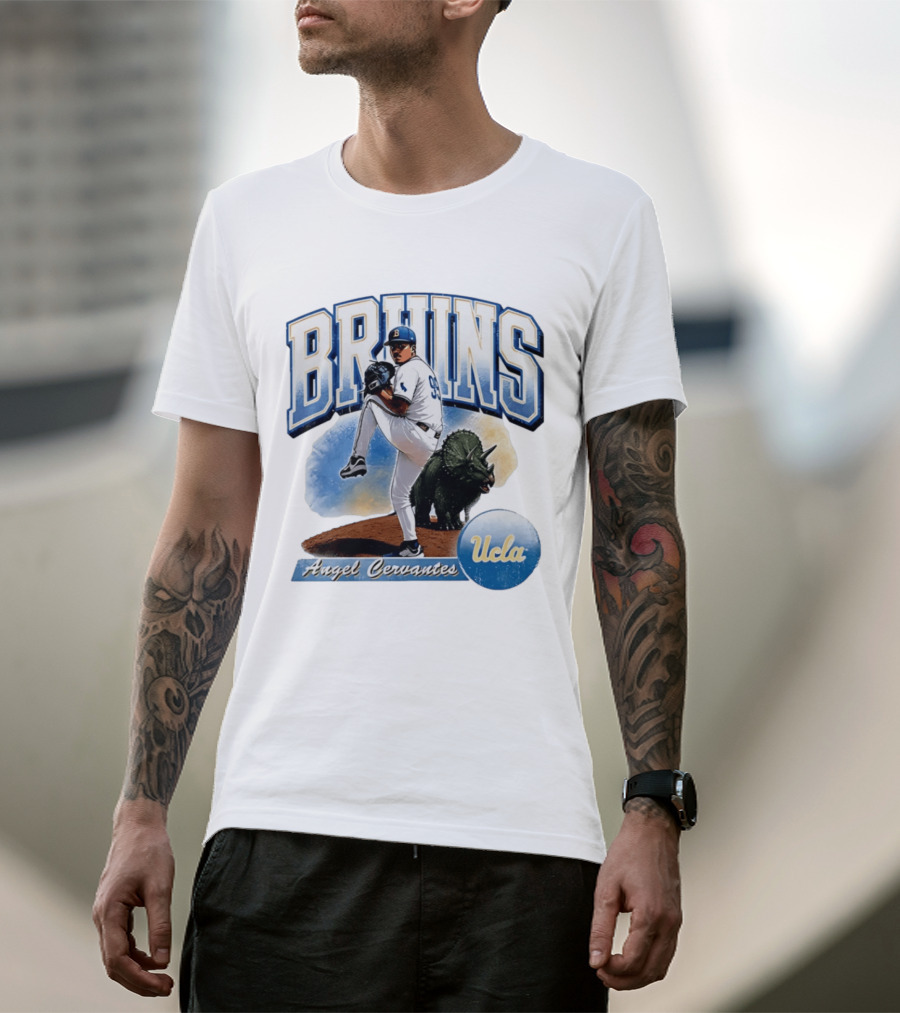 UCLA Bruins Angel Cervantes Baseball Player With Dinosaur T-Shirt
