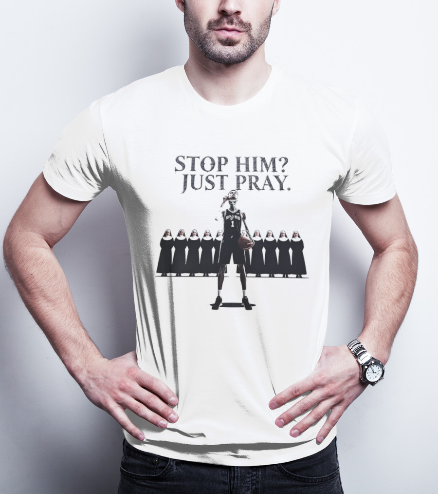 Victor Wembanyama Alien Mask Stop Him Just Pray Nuns T-Shirt