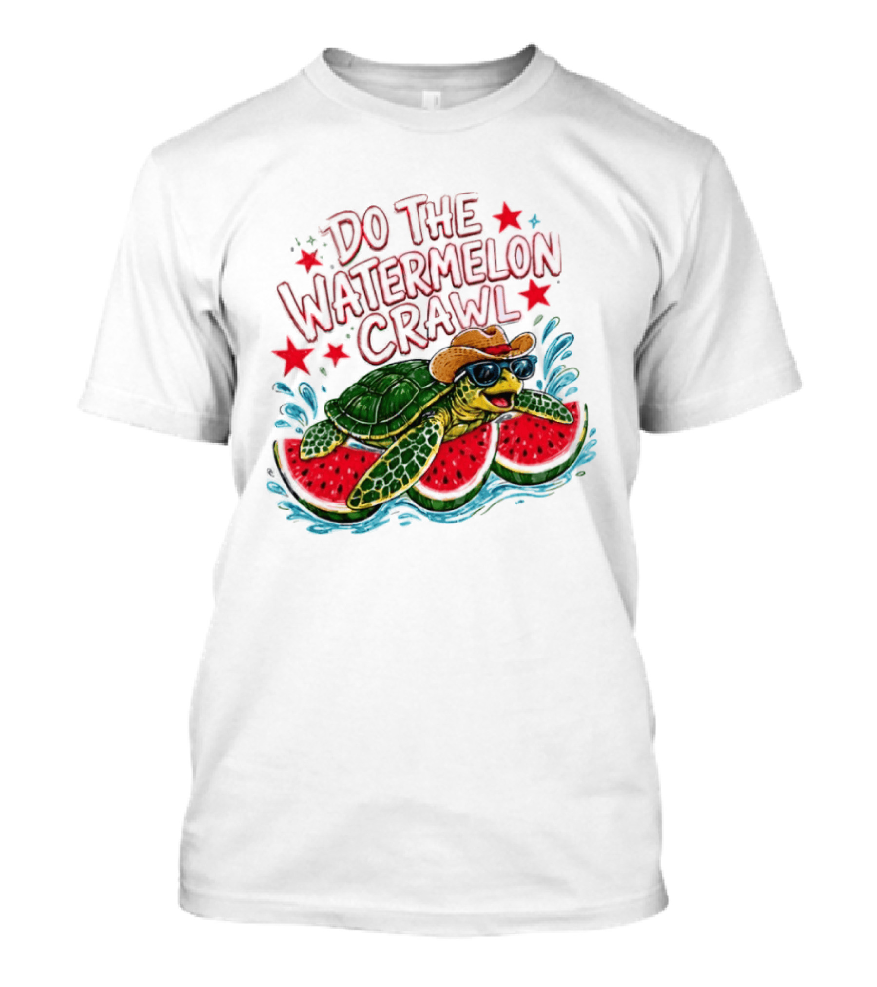 Do The Watermelon Crawl Turtle Cowboy Sunglasses Summer Fun T-Shirt