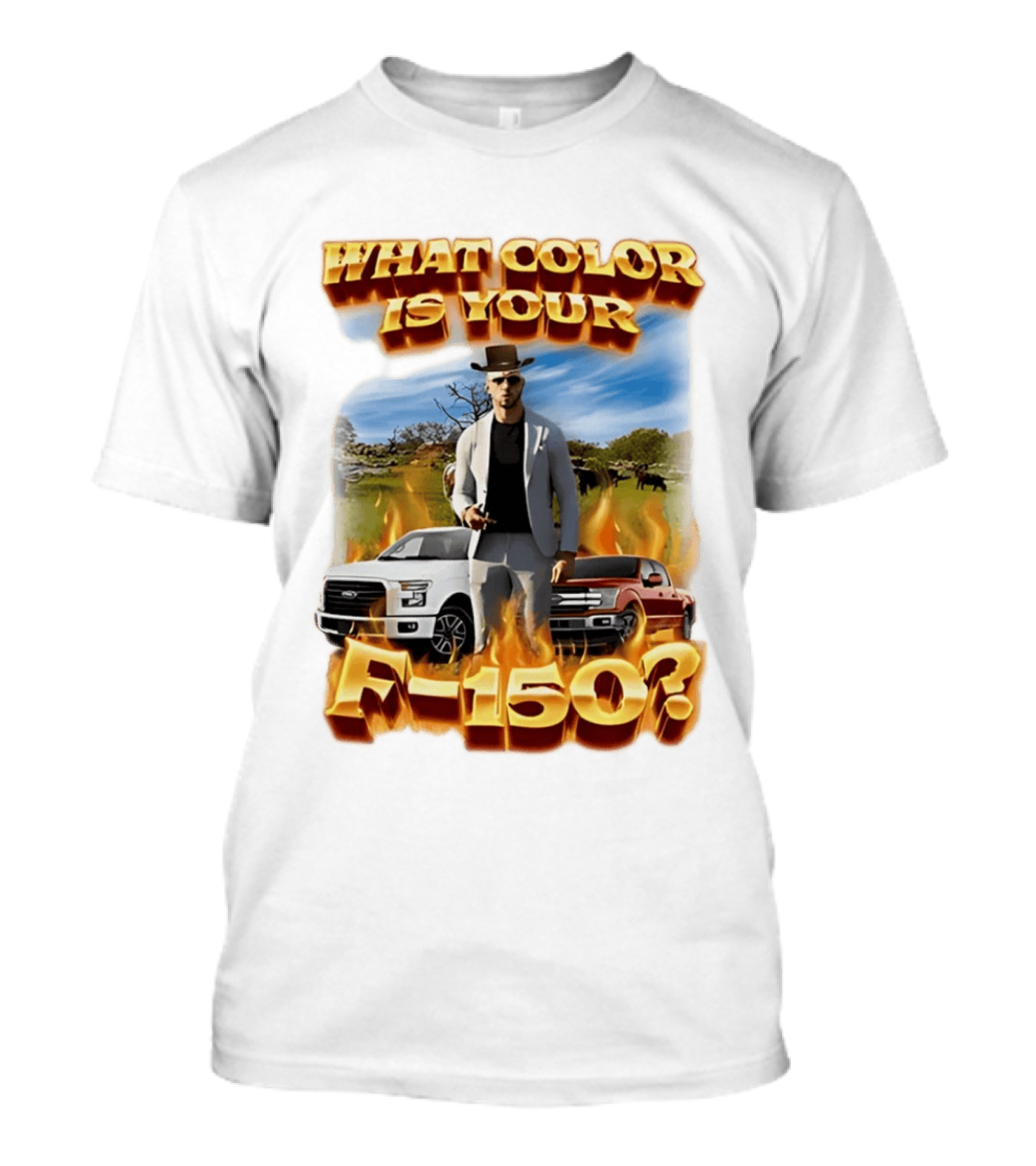 What Color Is Your F 150 Cowboy Fire Landscape T-Shirt