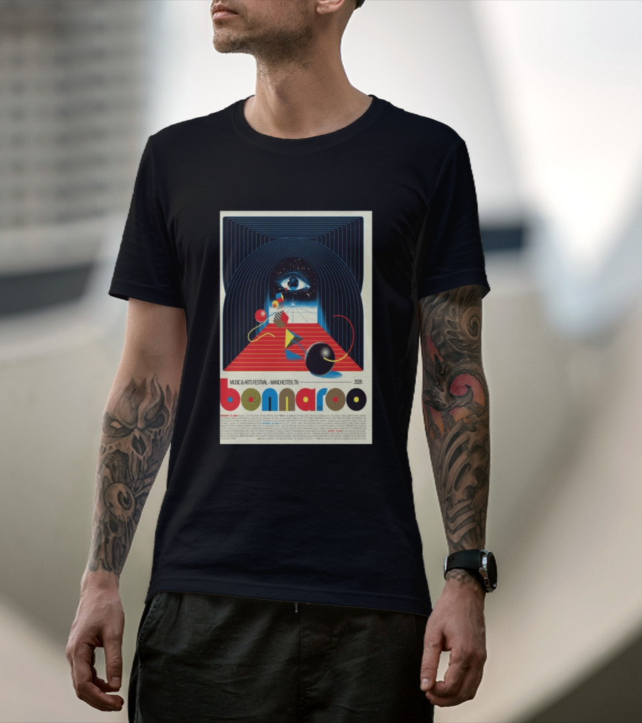 Bonnaroo Music & Arts Festival 2026 Manchester TN June 11 14 Retro Eye T-Shirt