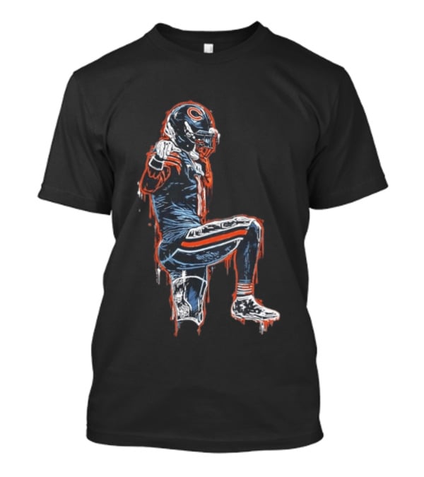 Chicago Bears Kneeling Player Dripping Effect Football Merchandise T-Shirt