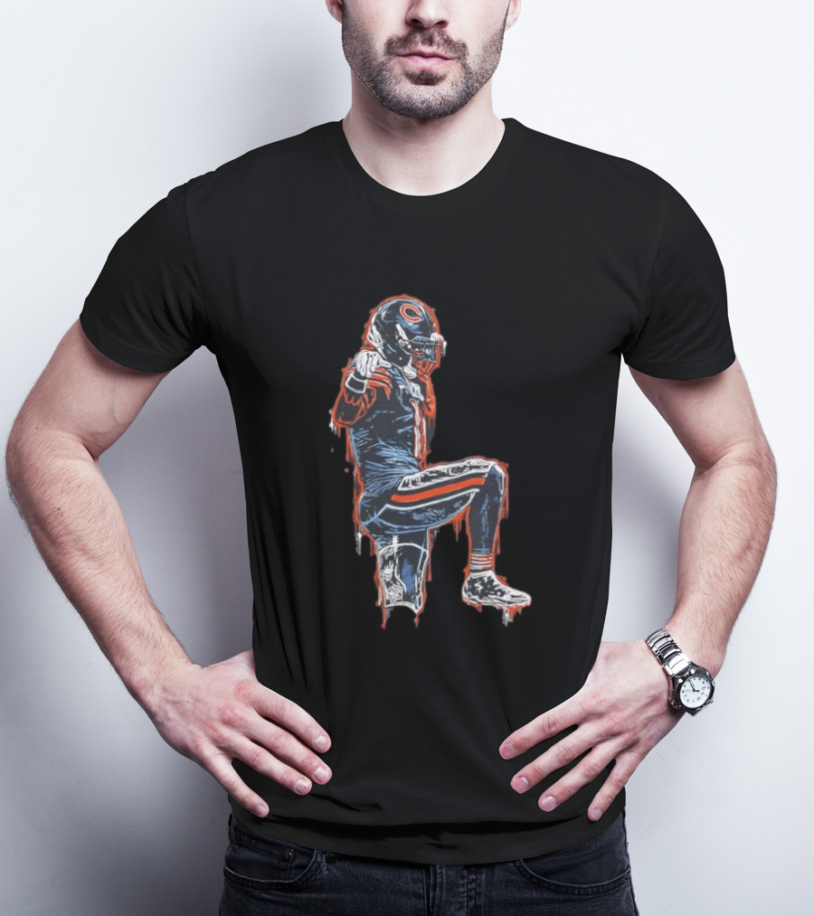 Chicago Bears Kneeling Player Dripping Effect Football Merchandise T-Shirt