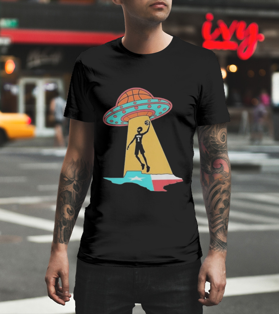 San Antonio Wemby The Alien Spurs Star UFO Basketball Texas T-Shirt