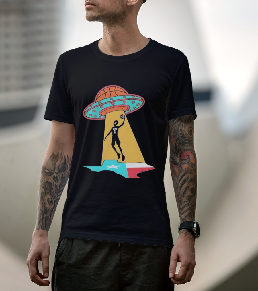 San Antonio Wemby The Alien Spurs Star UFO Basketball Texas T-Shirt
